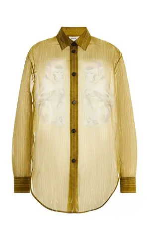 Khaite Goya Silk-organza Top - Olive