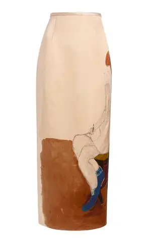 Khaite Winton Crushed Satin Midi Skirt - Gold