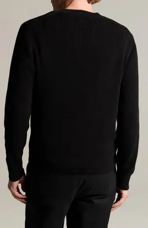 Vince Solid V-neck Ribbed Sweater - Black