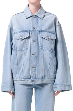 AGOLDE Evin Oversize Denim Trucker Jacket - Scroll Light Indigo