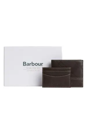 Barbour Tyneside Leather Wallet & Card Holder Set