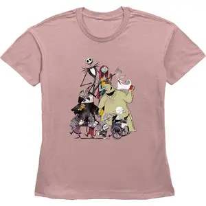 THE NIGHTMARE BEFORE CHRISTMAS Group Character Shot Graphic T-shirt - Desert Pink