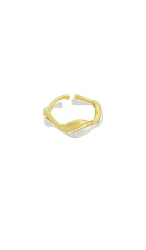 CASA CLARA Hele Asymmetric Ring Duo In Metallic Gold,metallic Silver - Multi