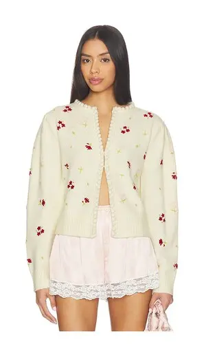 Majorelle Talia Cardigan In Cream - Cream With Pink Multi