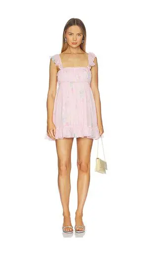 LoveShackFancy Zanira Dress In Pink - Rosy Trellis