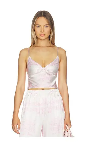 LoveShackFancy Emeraine Top In White,pink - Ivory Heirloom