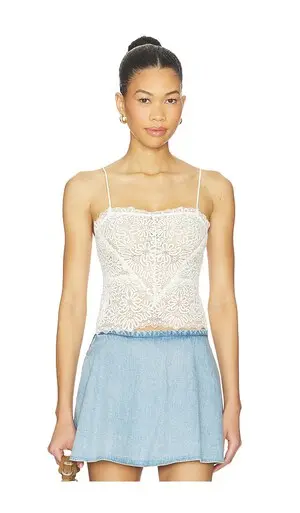 Free People Love And Lace Cami In Ivory - Clean Ivory