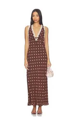 L*Space Eyes On You Maxi Dress In Brown - Alotta Polka Dot