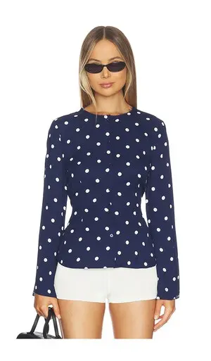 Baum Und Pferdgarten Madelie Blouse In Navy - Navy Creme Dot