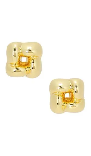 Jenny Bird Mini Woven Square Stud Earrings - High Polish Gold