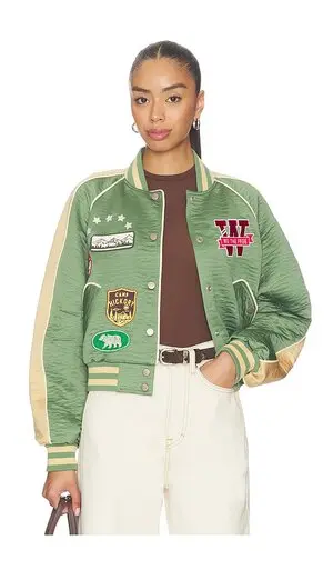 Free People X We The Free Star Power Souvenir Jacket In Green - Vintage Green Combo