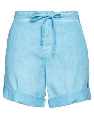 120% Lino Linen Bermuda Shorts - Blue