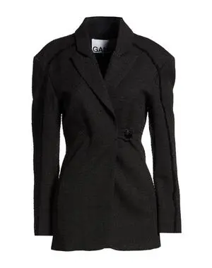 GANNI Blazer Size Organic Cotton, Recycled Polyester, Polyester - Black