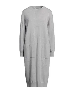 Peserico Midi Dress Size Virgin Wool, Silk, Cashmere, Metallic Fiber - Grey