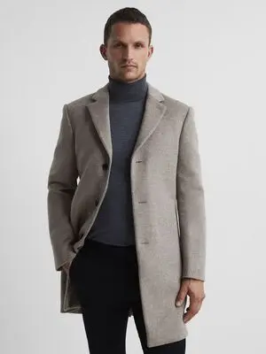 REISS Gable Single Breasted Overcoat - Oatmeal