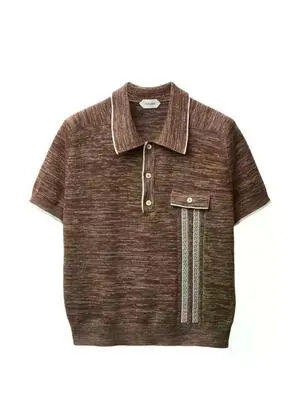 Versace Pocket Knit Polo Shirt - Brown