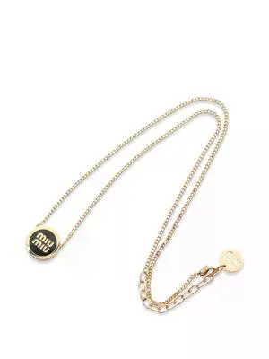 Miu Miu Logo-pendant Necklace - Gold