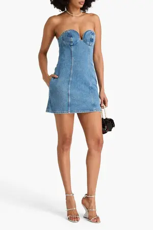 Magda Butrym Strapless Denim Mini Dress