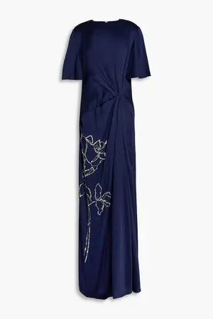 Erdem Embellished Satincrepe Gown