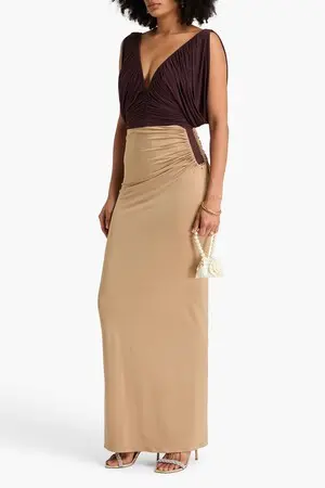 Magda Butrym Ruched Stretchjersey Maxi Skirt