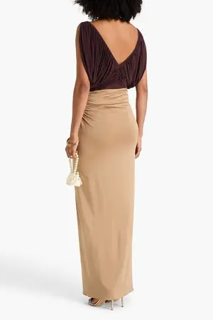 Magda Butrym Ruched Stretchjersey Maxi Skirt