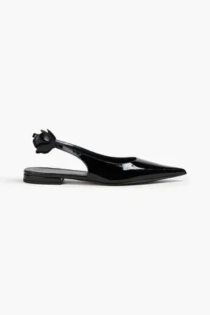 Magda Butrym Floralappliquéd Patentleather Slingback Pointtoe Flats - Black