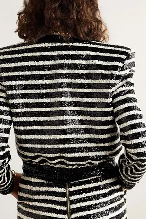 Balmain Striped Sequinembellished Cady Jacket