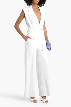 Norma Kamali Belted Cady Wideleg Jumpsuit