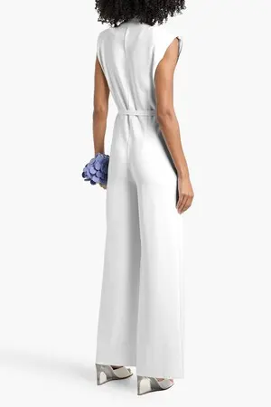 Norma Kamali Belted Cady Wideleg Jumpsuit
