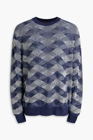 Missoni Jacquardknit Wool And Cottonblend Sweater - Navy