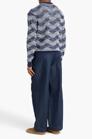 Missoni Jacquardknit Wool And Cottonblend Sweater - Navy