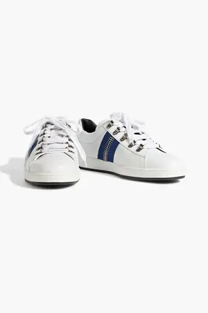 Balmain Eric Zipembellished Leather Sneakers