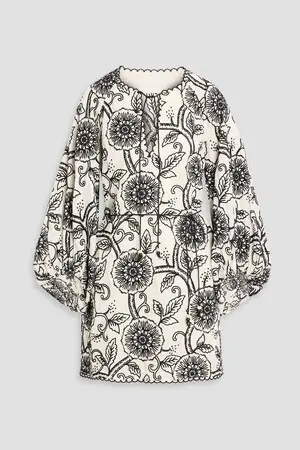 Zimmermann Embroidered Linen Mini Dress - Ecru