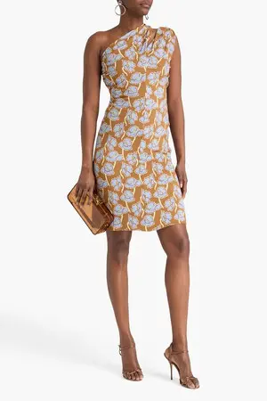 Versace One-shoulder Floral-print Dress
