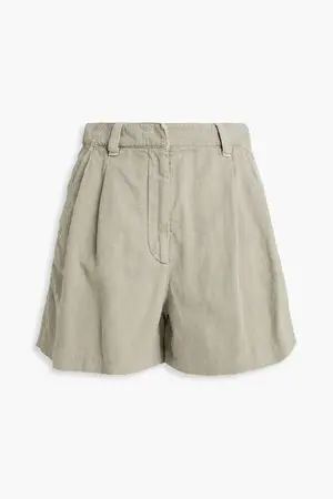 Brunello Cucinelli Pleated Cotton And Linenblend Shorts