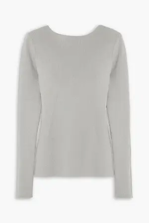 Max Mara Leisure Favella Metallic Ribbedknit Sweater - Light Gray