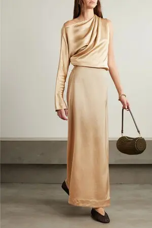 ESSE STUDIOS Gilded Satin Maxi Skirt - Sand