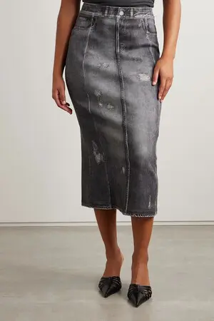 Acne Studios Denim Effect Printed Stretch-cotton Jersey Midi Skirt