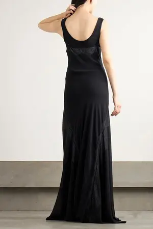Christopher Esber Cutout Lace-trimmed Silk-georgette Gown