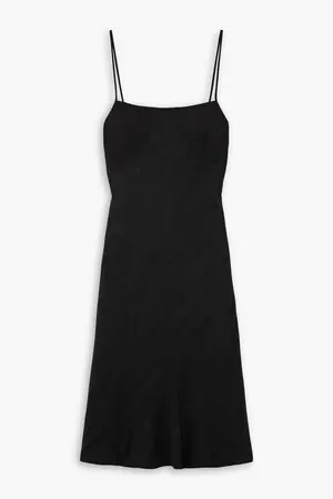 JIL SANDER Lacepaneled Satin Midi Dress - Black