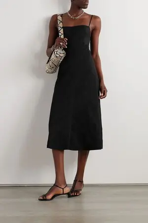 JIL SANDER Lace-paneled Satin Midi Dress