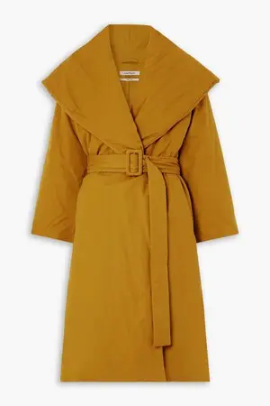 Another Tomorrow Belted Cotton Coat - Saffron