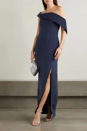 Roland Mouret One-shoulder Crepe Gown - Navy