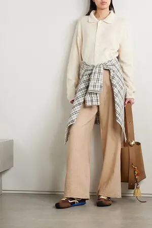 THE ELDER STATESMAN Wide-leg Linen-blend Pants