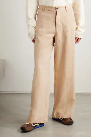 THE ELDER STATESMAN Wide-leg Linen-blend Pants