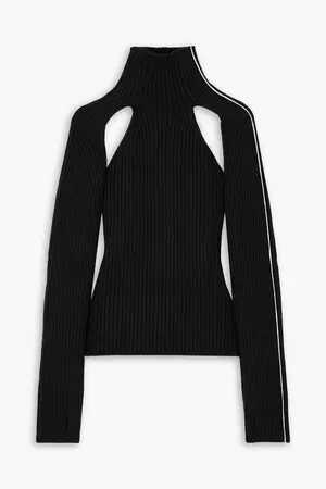 PETER DO Raglan Cutout Ribbed Wool Sweater