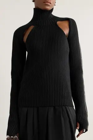 PETER DO Raglan Cutout Ribbed Wool Sweater