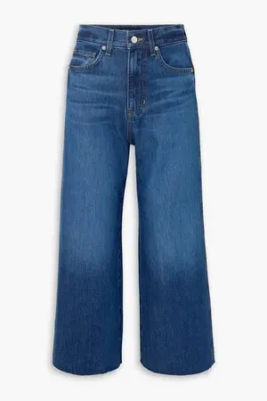Veronica Beard Taylor Frayed Highrise Wideleg Jeans - Mid Denim