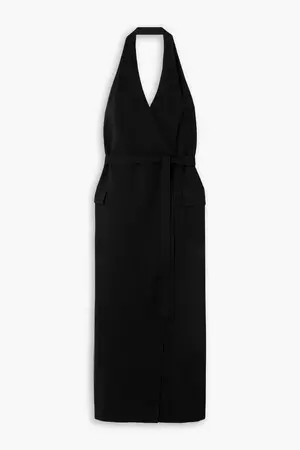 ESSE STUDIOS Oude Vest Belted Crepe Halterneck Maxi Dress - Black