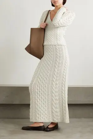 Gabriela Hearst Callum Cable-knit Cashmere Maxi Skirt